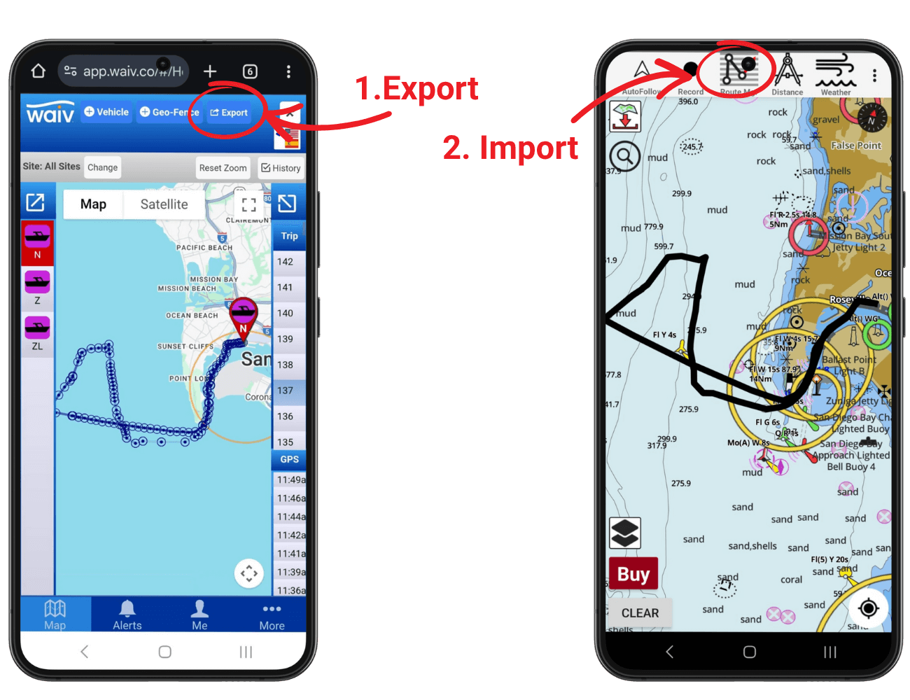 New Feature: Export GPS Routes to Nautical Maps & Excel Files - WAIV